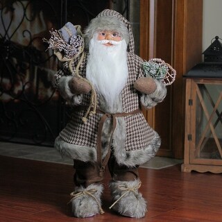24" Woodland Snowshoe Standing Santa Claus Christmas Figure with Gift ...