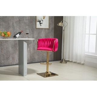 2pcs Bar Stools Handwoven Barstools Red Counter Height Dining Chairs ...