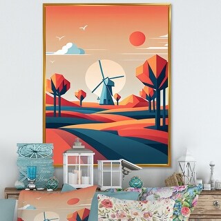 Designart "Single Tree In Terra Cotta Mountains IV" Landscape Framed ...