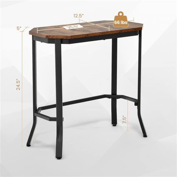 Steel Frame Narrow End Table with Rustic Wood Grain and Stable - Bed ...
