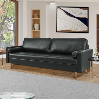 Turner Modern Leather Upholstered 88 Inch Wide Sofa - Bed Bath & Beyond ...