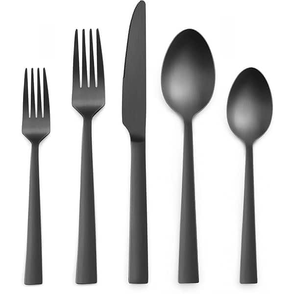 40 Pieces Stainless Steel Square Flatware Cutlery Set for 8 - Bed Bath ...