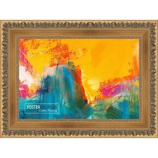 27x19 Traditional Gold Complete Wood Picture Frame with UV Acrylic ...