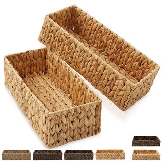 2 Bathroom Storage Baskets, Seagrass-Hyacinth, Toilet Paper Tissue Bin ...