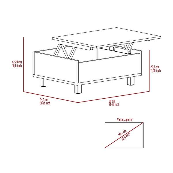 Rectangle Lift Top Coffee Table with Concealed Storage for iving Room ...