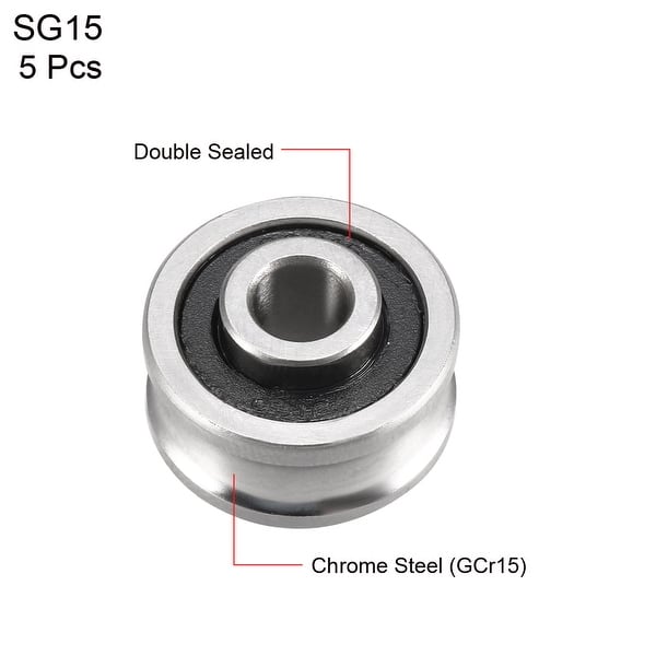 SG15 Deep U Groove Ball Bearing 5x17x8mm Double Sealed GCr15 Bearings 5pcs - MF74ZZ (4Qty) - Bed ...