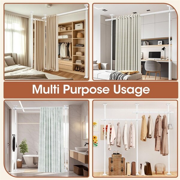 Room Divider No Drilling Curtain Rod 0 x 48 x 28 White