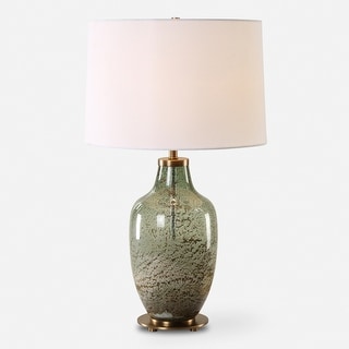 Translucent Glass Table Lamp with White Tapered Shade - 27.5" - Olive ...