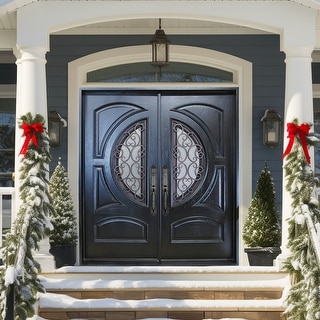 KaMic 72" x 80" Resilient PU Composite Exterior Front Door Left-Inswing ...