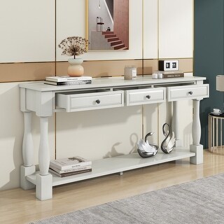 63" Entryway Long Console Table with Drawers & Shelf, Livingroom ...