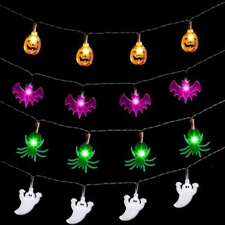 Syncfun Set of 4 Battery Operated Halloween String Lights with Timer ...