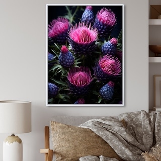 Designart "Purple Majestic Thistle III" Thistle Framed Wall Decor - Bed ...