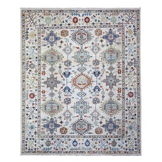 Shahbanu Rugs Platinum Gray Karajeh with All Over Geometric Design Soft ...
