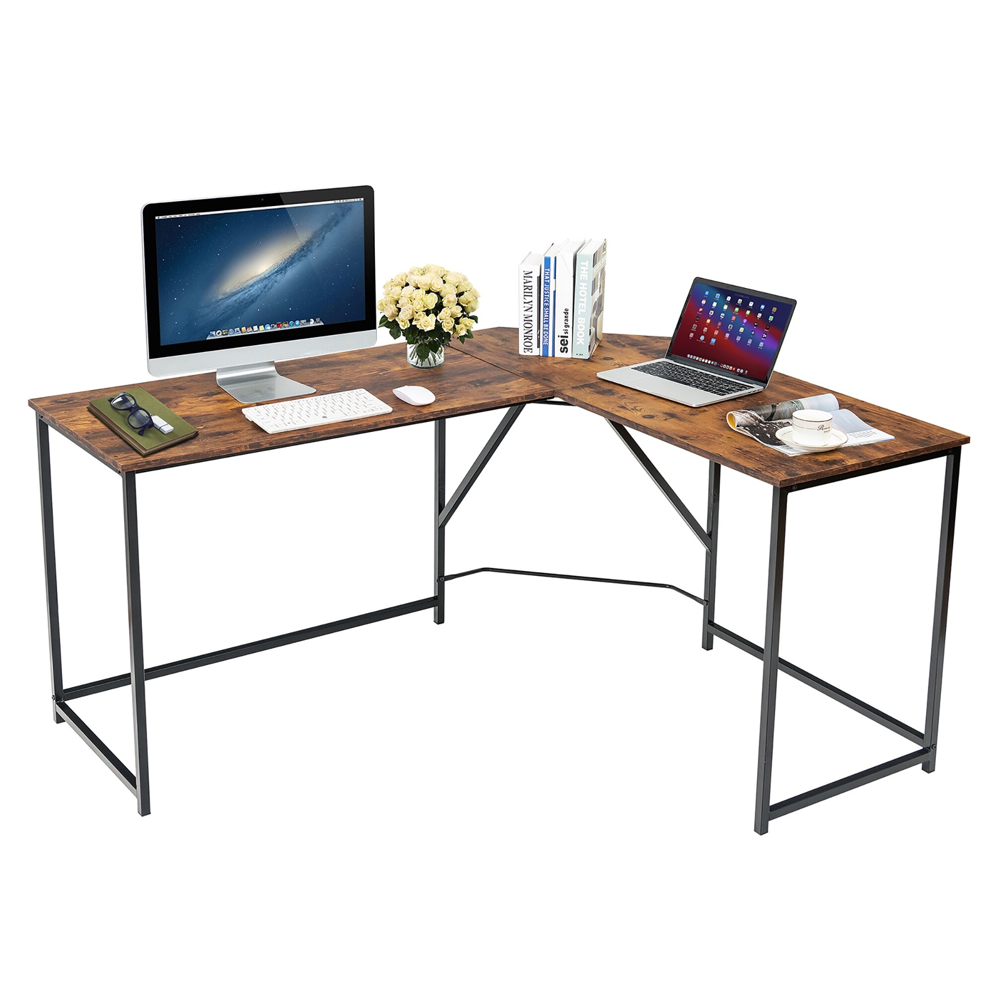 L Shaped Corner Computer Desk 58 Inch Computer Workstation Bed Bath Beyond 36796945