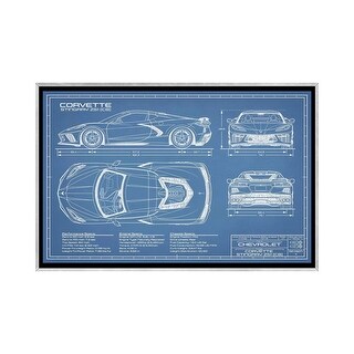 iCanvas "Corvette (C8) Stingray Blueprint" by Action Blueprints Framed ...