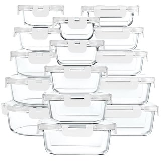 30 Pieces Glass Food Storage Containers with Upgraded Snap Locking Lids ...