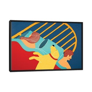iCanvas "Hogging The Bed, Yellow" by Stephen Huneck Framed Canvas Print ...