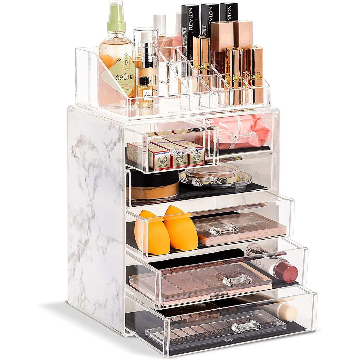 Acrylic Cosmetic Makeup Organizer & Jewelry Storage Set - Large - Clear ...