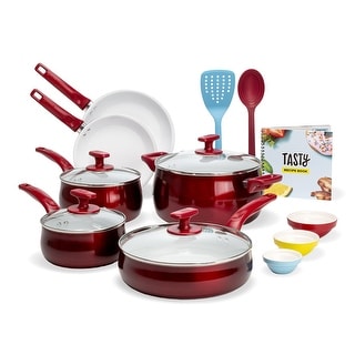 Ceramic Titanium-Reinforced Non-Stick Cookware Set, Multicolor, 16 ...