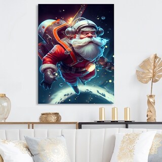 Designart 'Cool Santa In Space' Outer Space Canvas Wall Art - Bed Bath ...