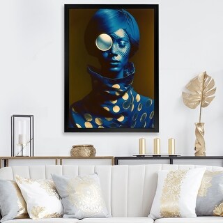 Designart "Avant Garde Model In Gold And Retro Blue VI" Fashion Woman ...