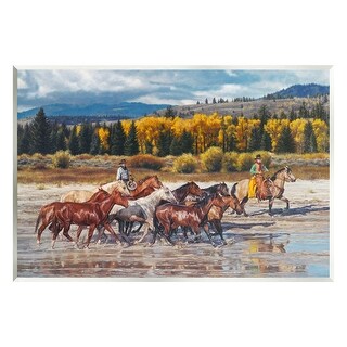 Stupell Cowboys Galloping River Landscape Wall Plaque Art by David ...