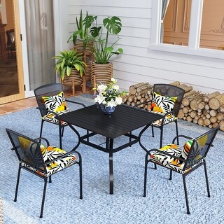 5-Piece Outdoor Dining Set 1 Table & 4 Metal Mesh Dining Chairs - Bed ...