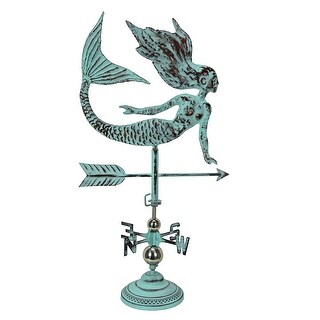 Verdigris Copper Mermaid Tabletop Weathervane With Optional Fence - 33 ...