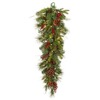 Vickerman 36" Cibola Mixed Berry Artificial Christmas Teardrop, Warm ...