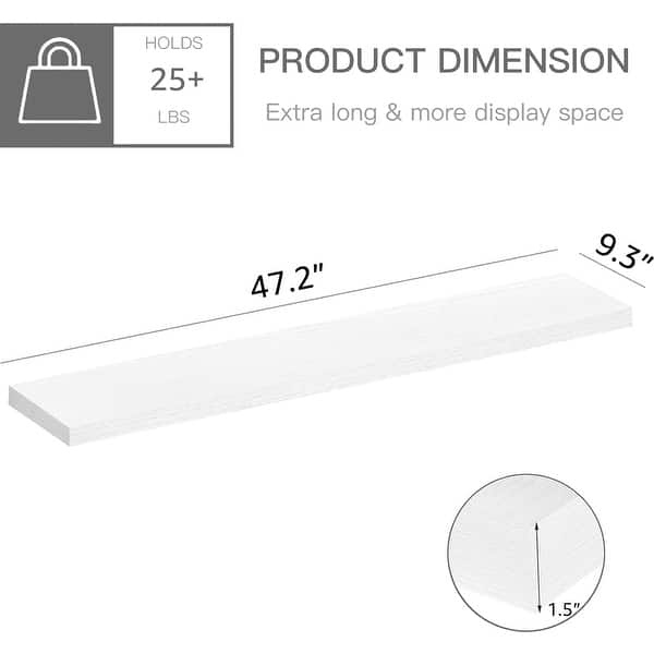 Bathroom Shelves 48 inches Long Wall Shelf Large Extra Long 48 x 9 inch ...