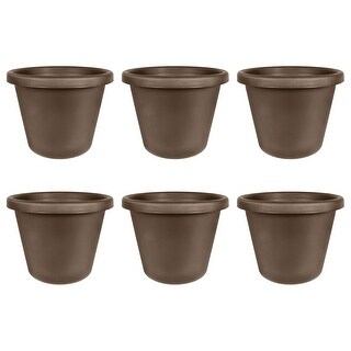 The HC Companies 24 Inch Plastic Classic Flower Pot Planter, Brown (6 ...