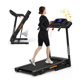 Foldable Treadmill with LED Display,Heavy Duty Frame Treadmill with ...