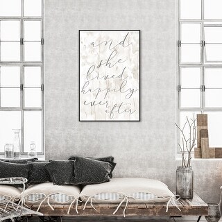 Oliver Gal 'Happily' Typography and Quotes Wall Art Framed Canvas Print ...
