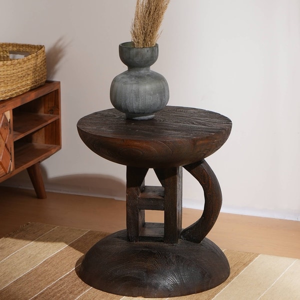 Expobazaar Reclaimed Wood Solid Side Table in Brown Patina Finish - Bed ...