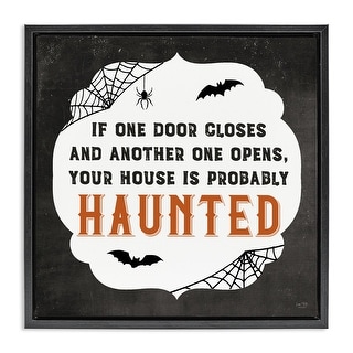 Stupell One Door Closes Haunted House Framed Floater Canvas Wall Art ...