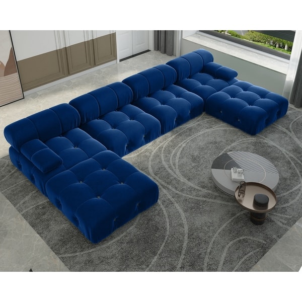 138" Convertible Modular Sectional Sofa, U-Shaped Minimalist Velvet ...