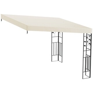 Cream White Outdoor Lean-To Pergola with UPF30+ Polyester Canopy ...