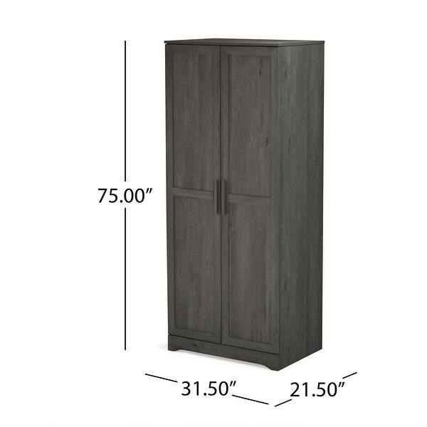 Rustic 2-DOOR Wardrobe with Clothes Rail and 3 Shelves Armoires Clothes ...