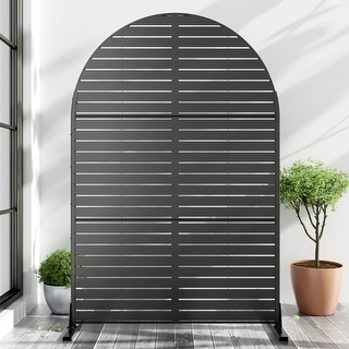Louvered Classic Privacy Screen Galvanized Freestanding Panel - Bed ...