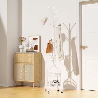 Corner coat rack with storage,corner hall tree,metal corner clothes ...