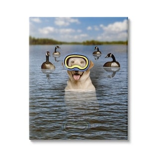 Stupell Funny Dog Goggles Swimming Bay Canvas Wall Art by John ...