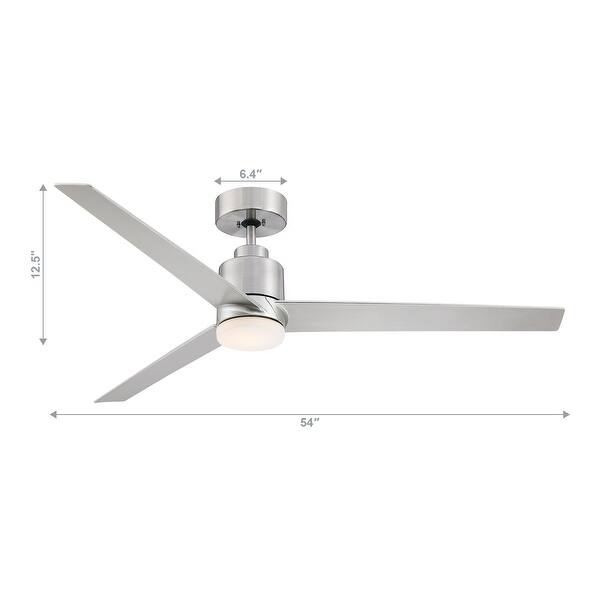 Modern 54-in Silver 3-Blade LED Integrated Ceiling Fan with Light and ...