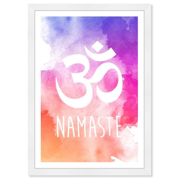 Wynwood Studio 'Namaste' Symbols and Objects Pink Wall Art Framed Print ...