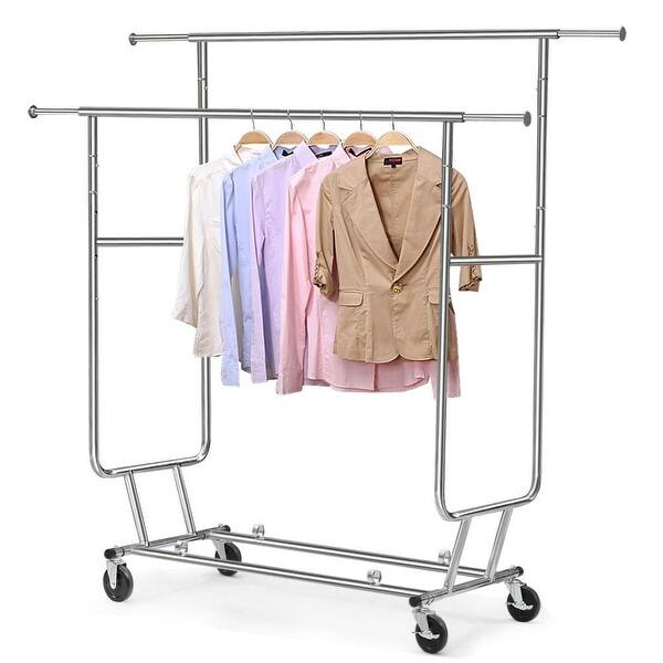 Yaheetech Commercial Grade Collapsible 2 Rack Clothing and Garmet Rack ...