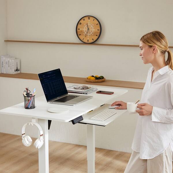 Large Ergonomic Computer Desk with Electric Standing Capability and ...