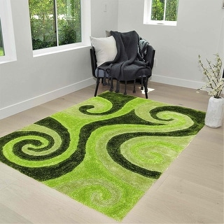 HR Light Green, Dark Green Shag Rug for Living Room Decor Rug Trends ...
