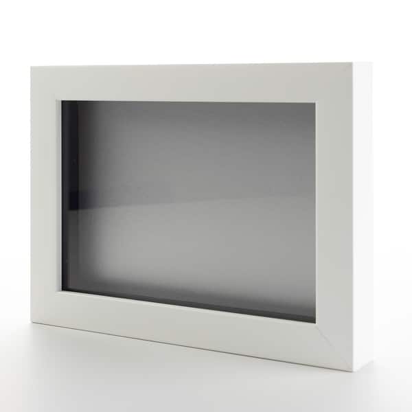 White 20x30 Wood Shadow Box with Silver Acid-Free Backing - With 11/16 ...
