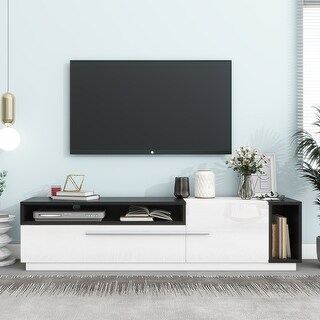 TV Stand for TVs Up to 70", High-Gloss Media Console with Metal Slides ...
