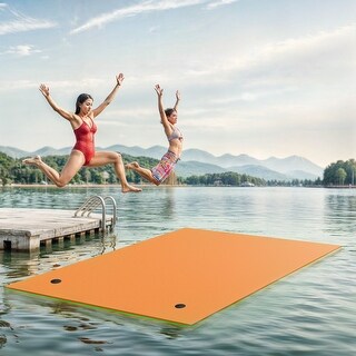 3 Layer Orange Outdoor Floating Water Pad XPE Foam Mat 9'x6'Tear Proof ...