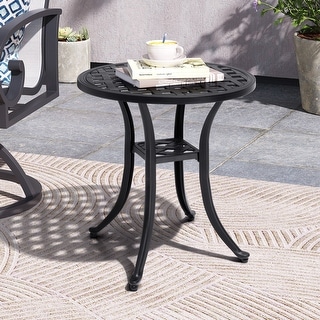 Outdoor Cast Aluminum Side Table Small Patio Coffee Table - Bed Bath ...